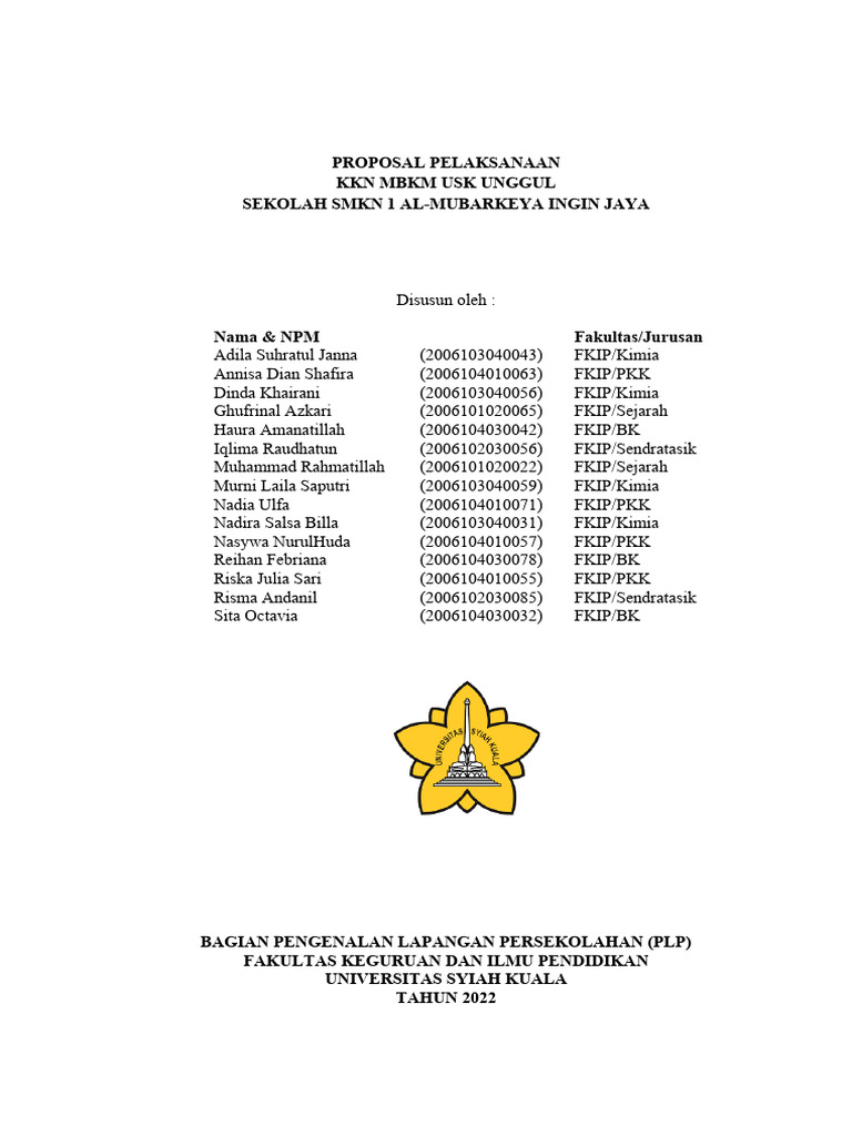 Proposal KKN MBKM di SMKN 1 Ingin Jaya | PDF | Kesehatan Holistik ...