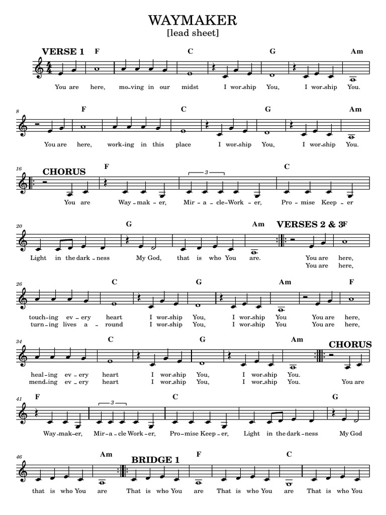 WAYMAKER Lead Sheet Easy Key | PDF