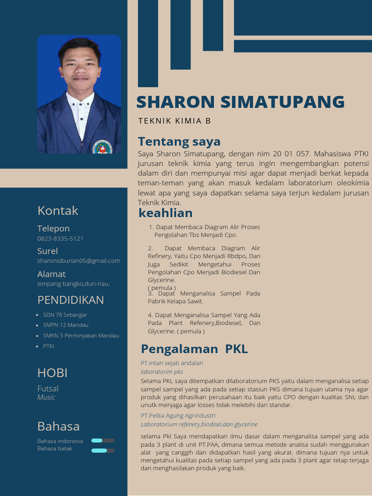 CV Sharon Simatupang - 20 01 057 | PDF