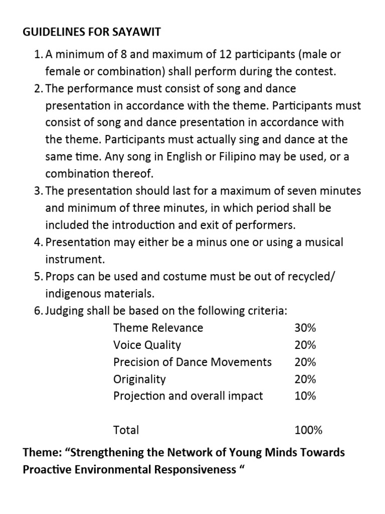 Sayawit Contest Guidelines | PDF | Language Arts & Discipline | Art