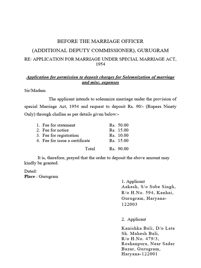 Marriage Application | PDF | Government | Justice