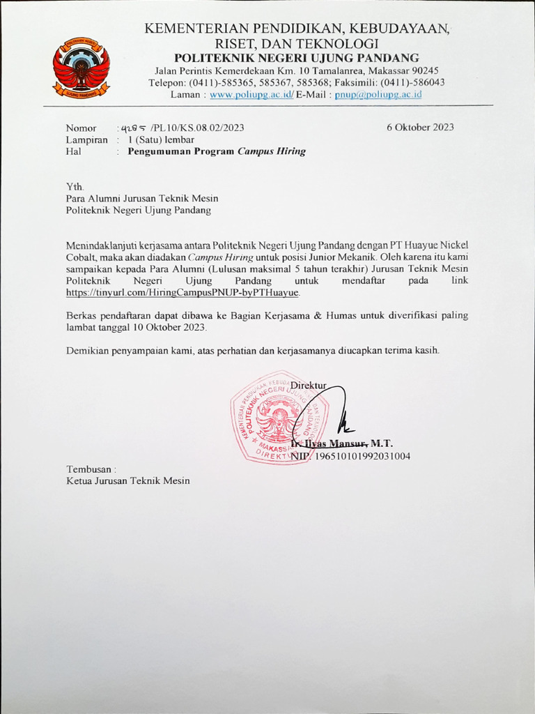 SD 4285 - Pengumuman Program Kampus | PDF