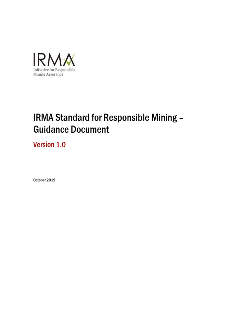 IRMA Standard Guidance for Mining | PDF | Mining | Occupational Safety ...