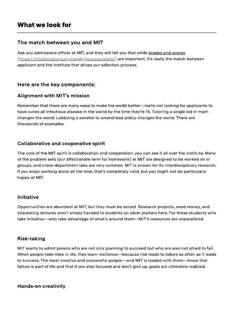 MIT What We Look For | PDF