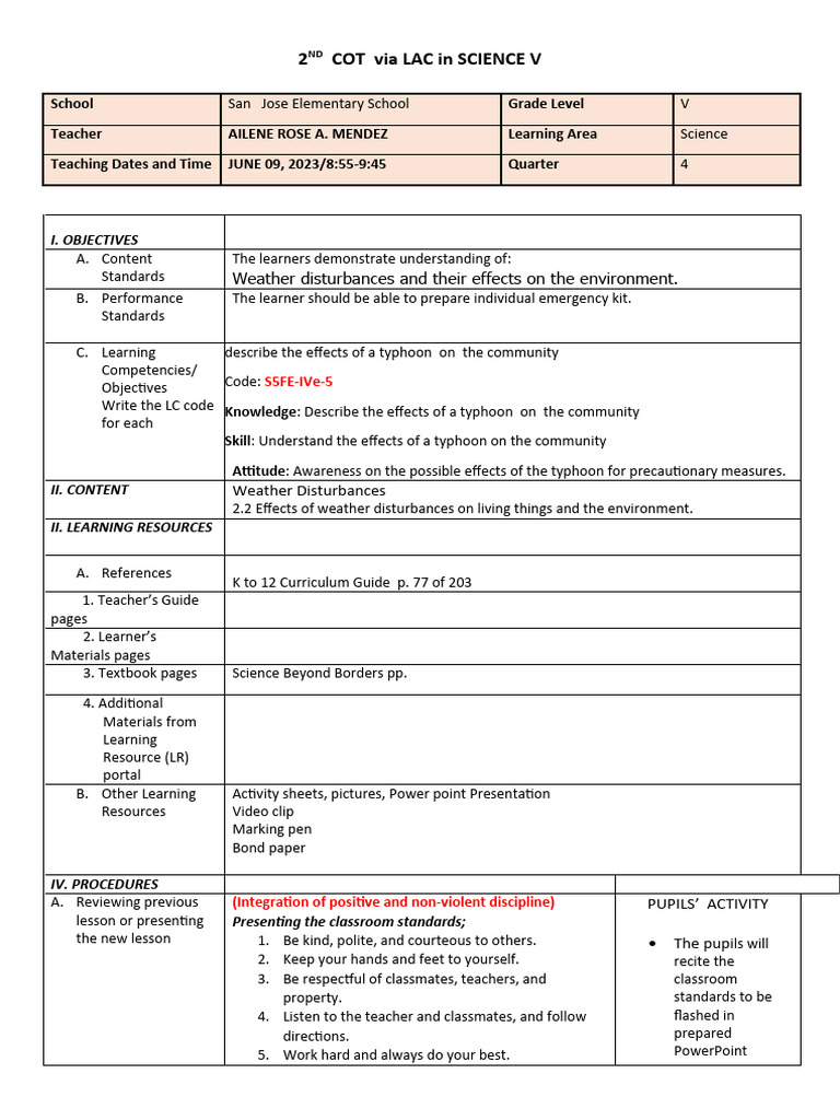 4th-COT - DLP-SCIENCE-5 FINAL | PDF