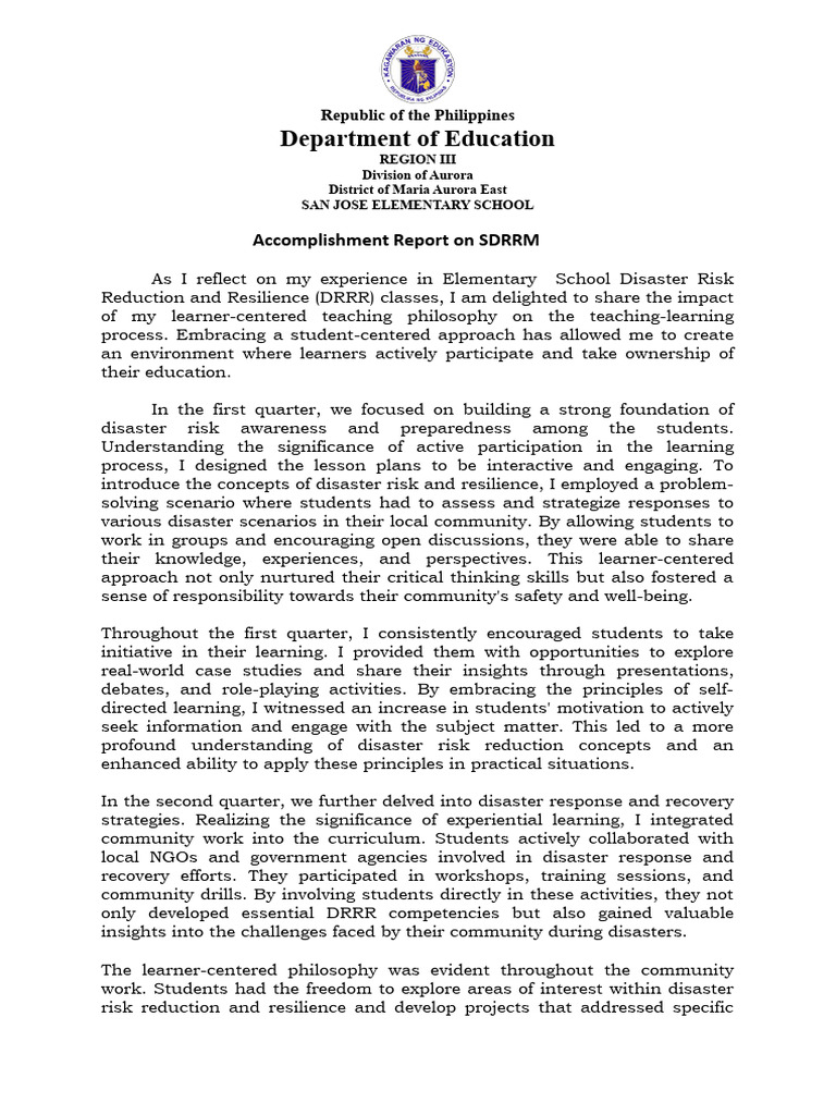 Reflection Journal Entry in Disaster Risk Reduction and Resilience ...