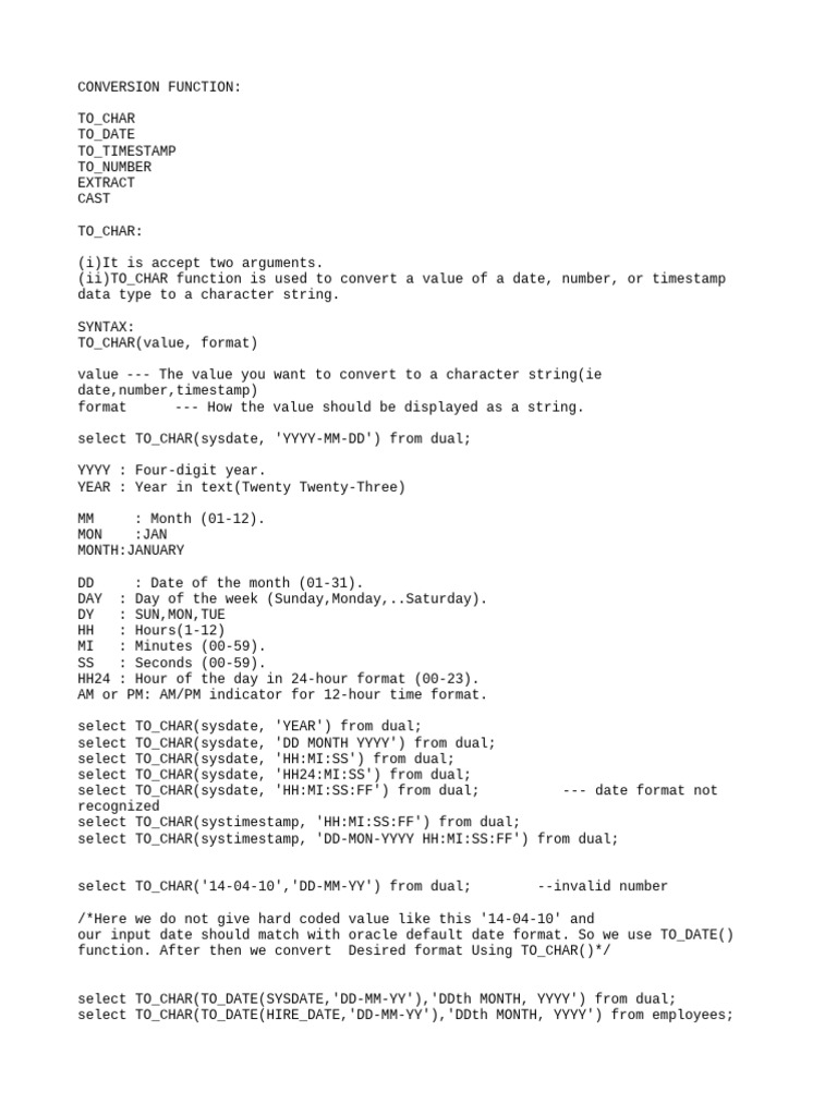 Conversion Function | PDF | Computer Science | Software Development