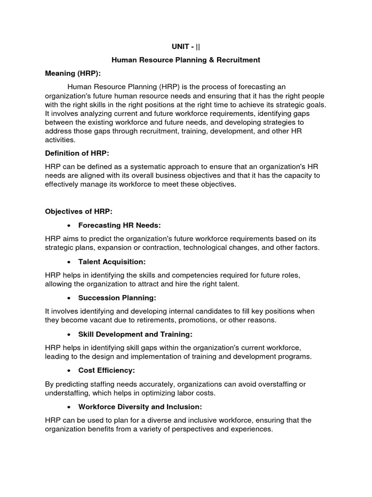 Unit - 2 HRP | PDF | Recruitment | Human Resources