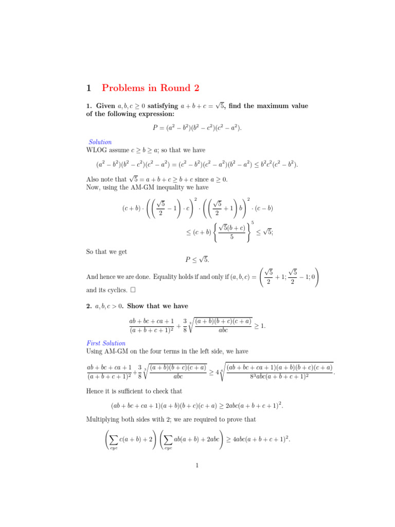 Round 2 | PDF | Inequality (Mathematics) | Mathematical Relations