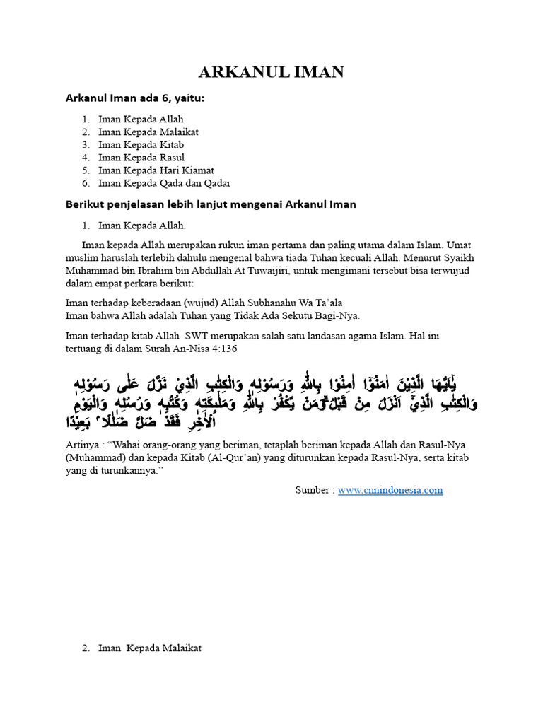 Arkanul Iman 1 | PDF