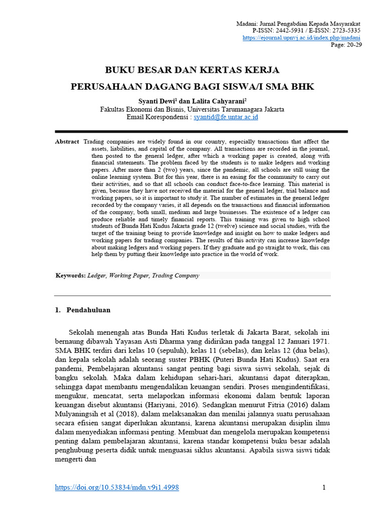 Buku Besar Dan Kertas Kerja Perusahaan Dagang Bagi Siswa/I Sma BHK | PDF