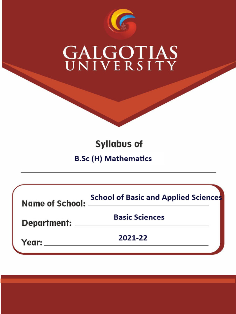 Course Book - BSC (H) Mathematics 2021-22 As Per UGC For Print I&II Sem ...
