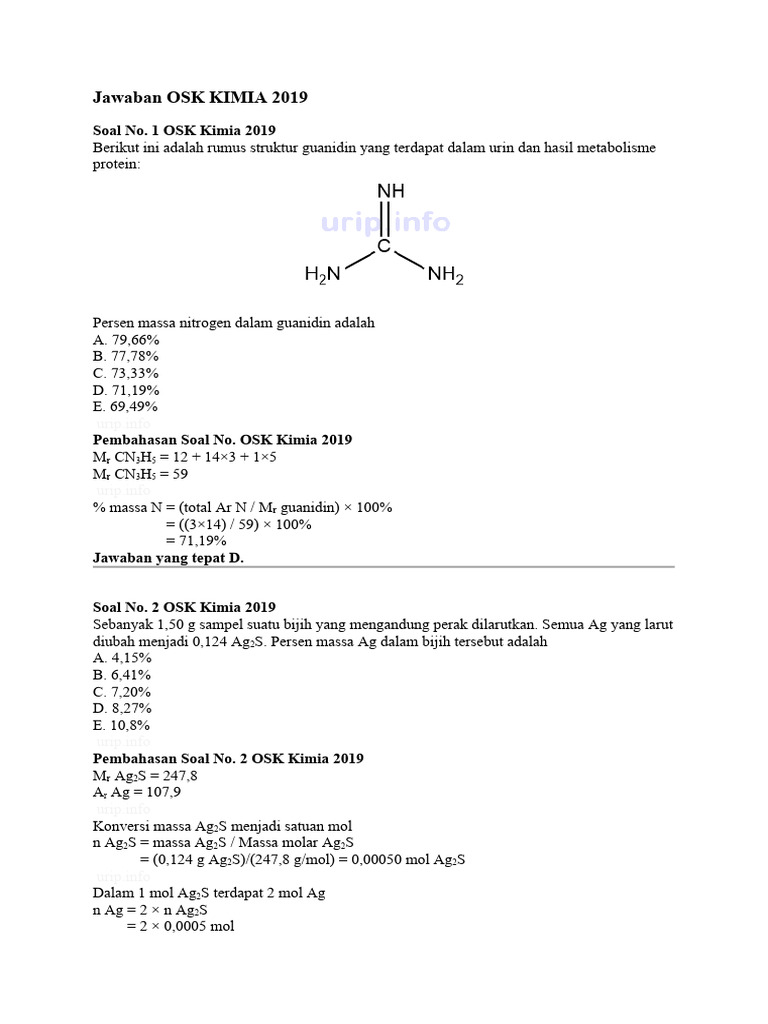 Jawaban OSK KIMIA 2019 | PDF | Sains & Matematika
