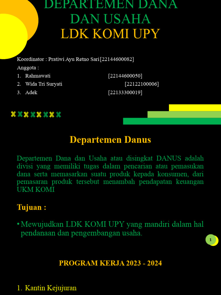 Program Kerja Departemen Dana DANUS 2023-2024 | PDF