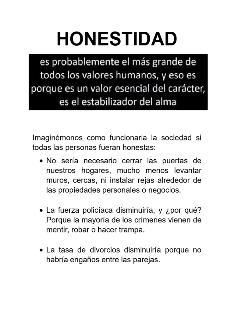 Impacto de la Honestidad en la Sociedad | PDF | Verdad | regla de oro