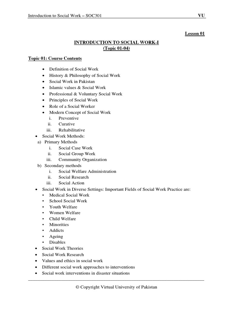 SOC301 Introduction To Social Work | PDF | Social Work | Welfare