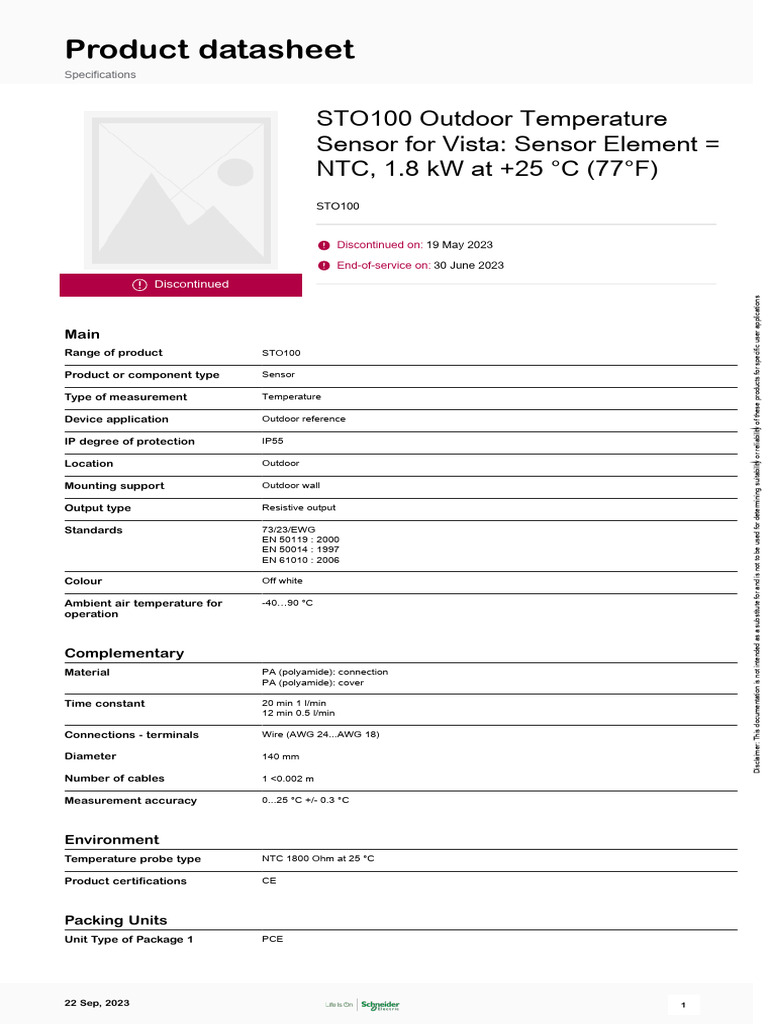 STO100 Outdoor Temperature Sensor Data | PDF | Electrical Components ...