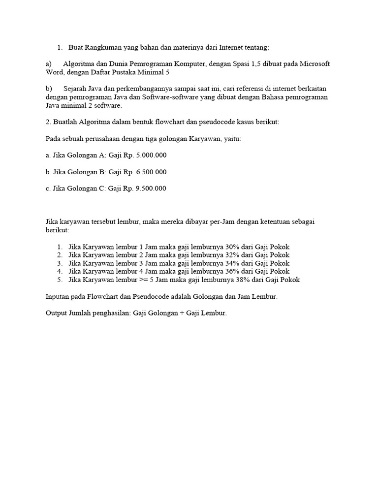 Tugas 1 Algoritma Dan Pemograman | PDF