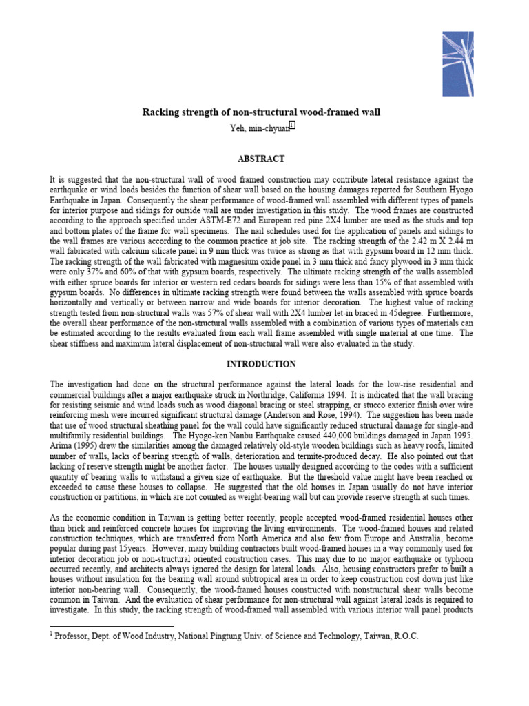 Racking Strength - Panels | PDF | Framing (Construction) | Strength Of ...