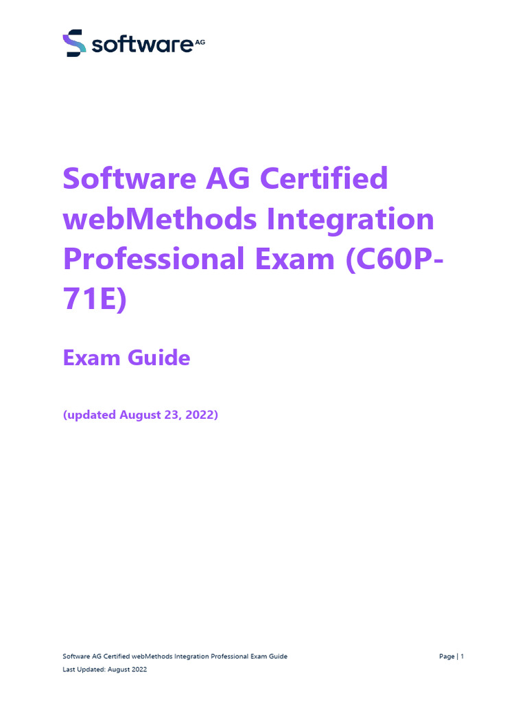 Exam Guide - Software AG Certified Webmethods Integration Professional (C60P-71E) V2 | PDF | Xml ...
