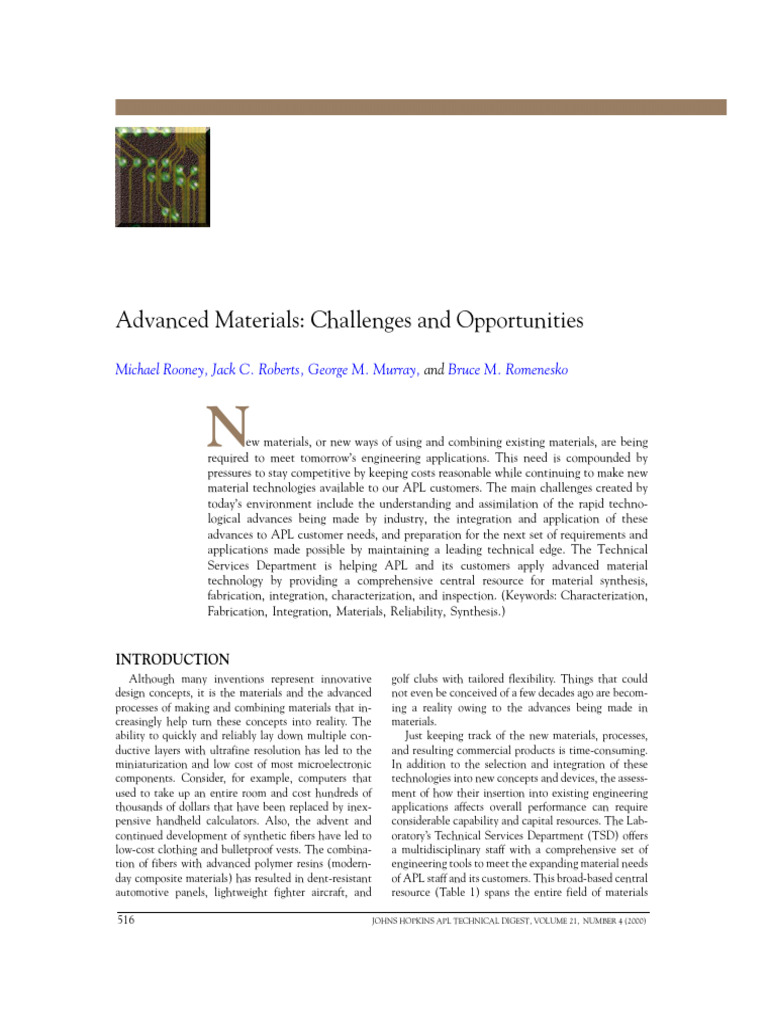 Advanced Materials Challenges and Opportunities | PDF | Composite ...