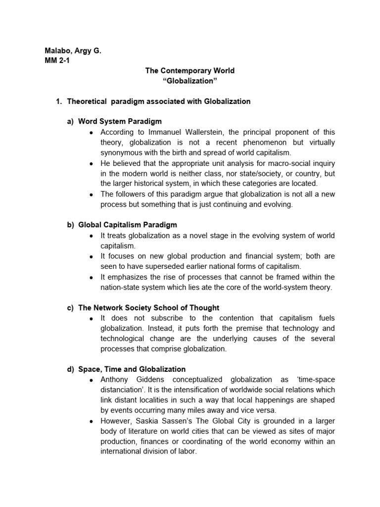 Globalization Assignment | PDF | Globalization | Market (Economics)