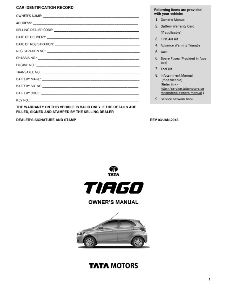 Tiago-AMT-OMSB Rev03 03.01.18 | PDF | Airbag | Seat Belt