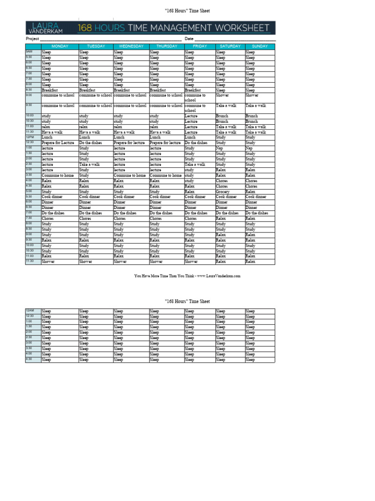 30 Min Timesheet 168 Hours v2 | PDF | Cuisine | Meal