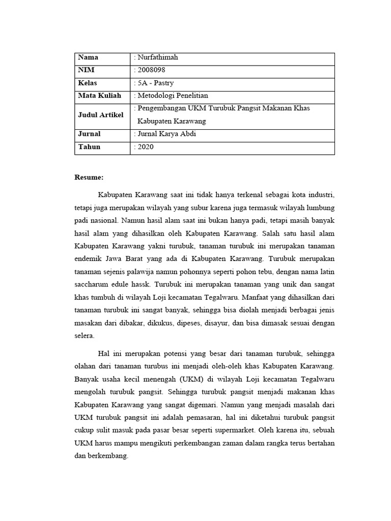 UKM Turubuk Pangsit Karawang | PDF
