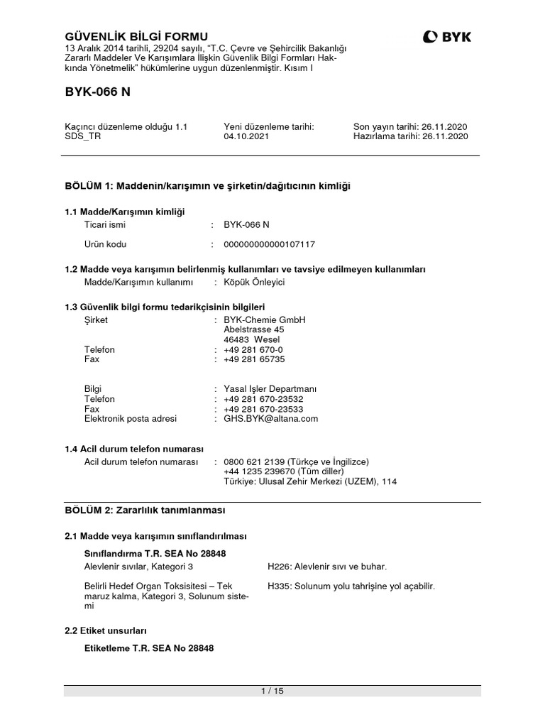 Byk 066 MSDS | PDF