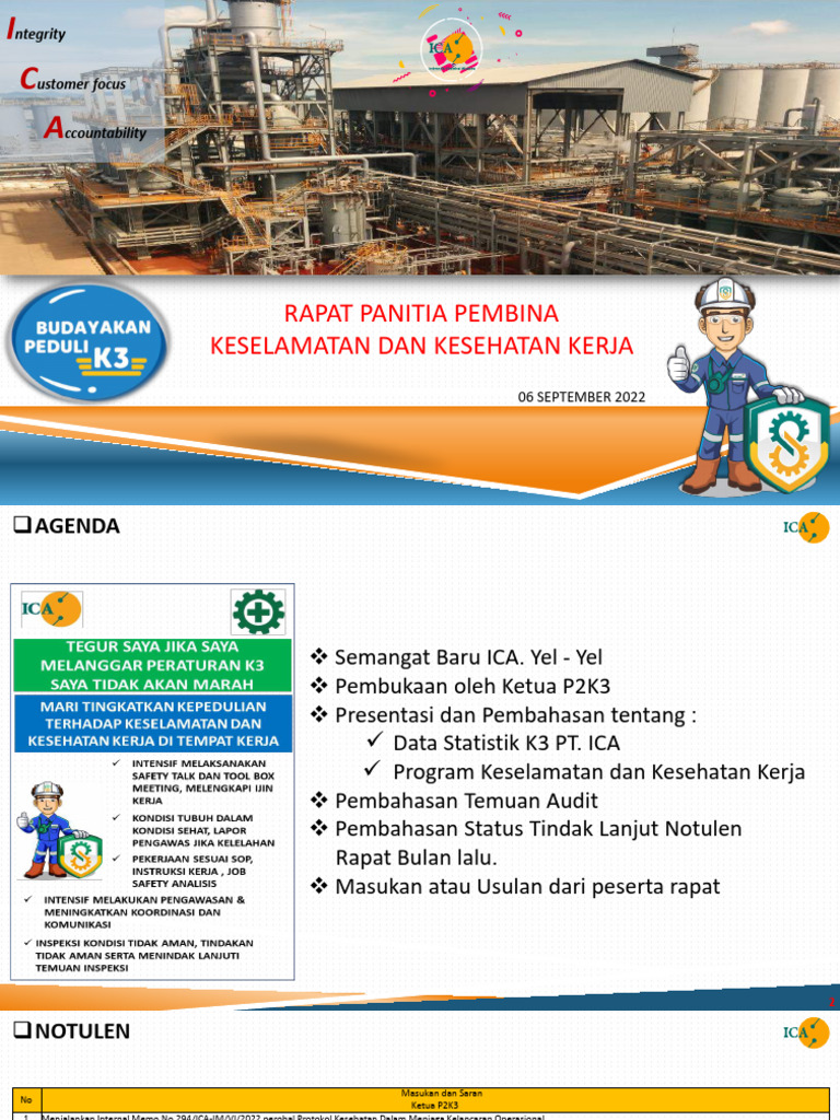 Contoh PPT Laporan Rapat P2K3 | PDF | Teknologi & Rekayasa