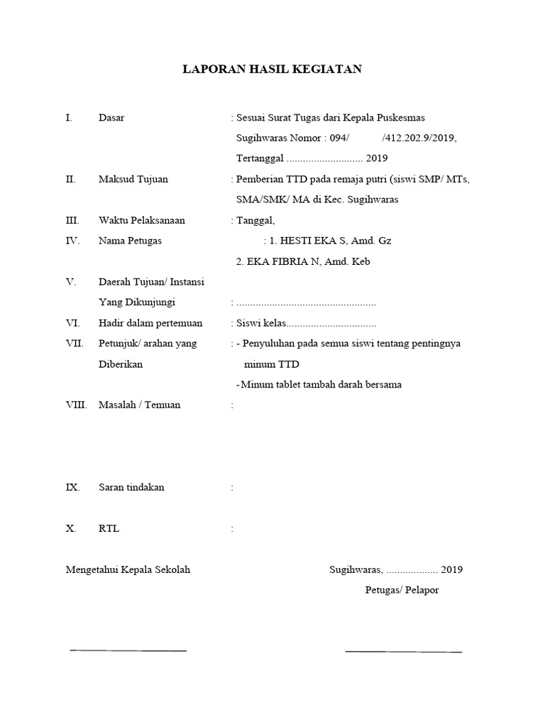LAPORAN HASIL KEGIATAN ttd | PDF