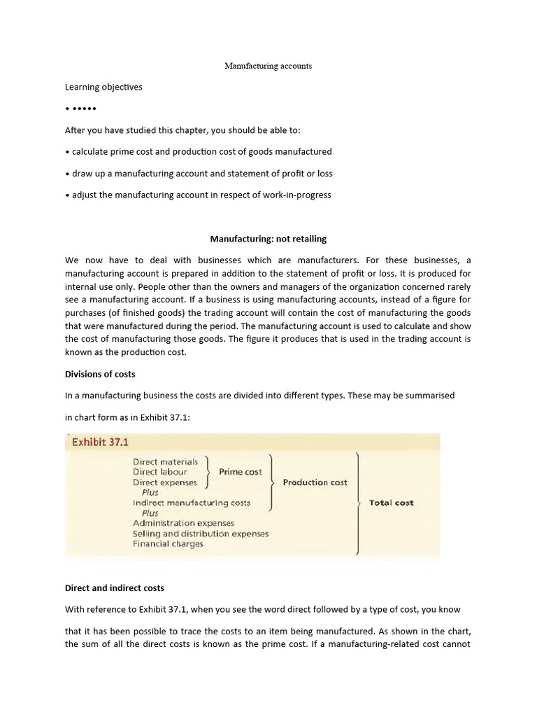 Manufacturing Accounts Guide | PDF | Cost Of Goods Sold | Income Statement