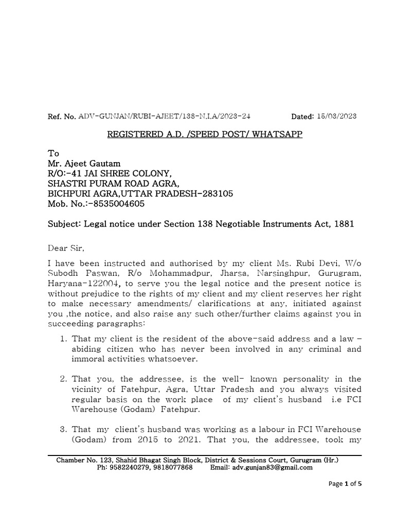 Legal Notice Ruby Devi | PDF | Law