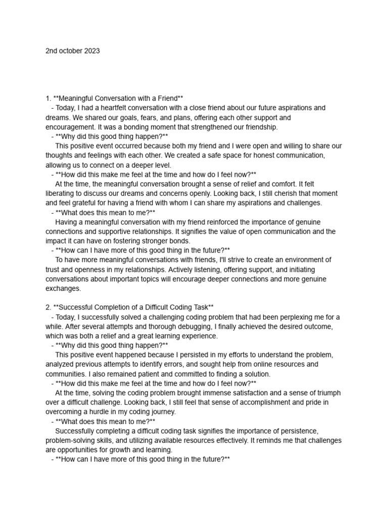 Three Good Things - Week 2 | PDF | Sleep | Physical Fitness