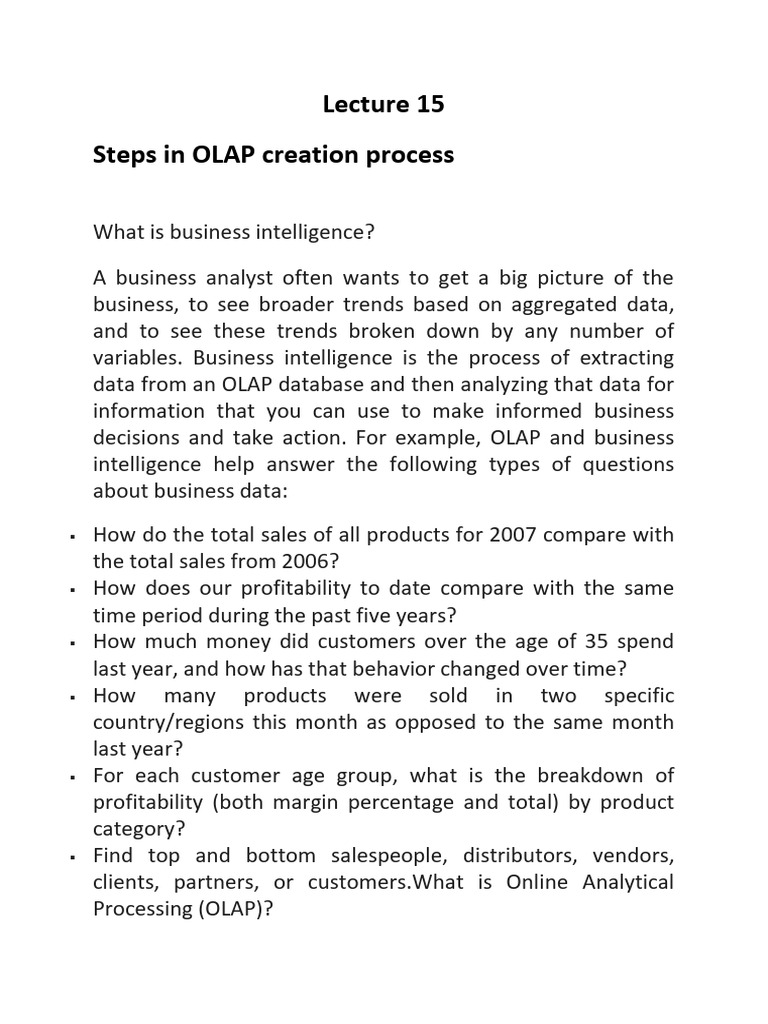 Lecture 15steps in OLAP Creation Process | PDF Lecture 15steps in OLAP Creation Process | PDF
