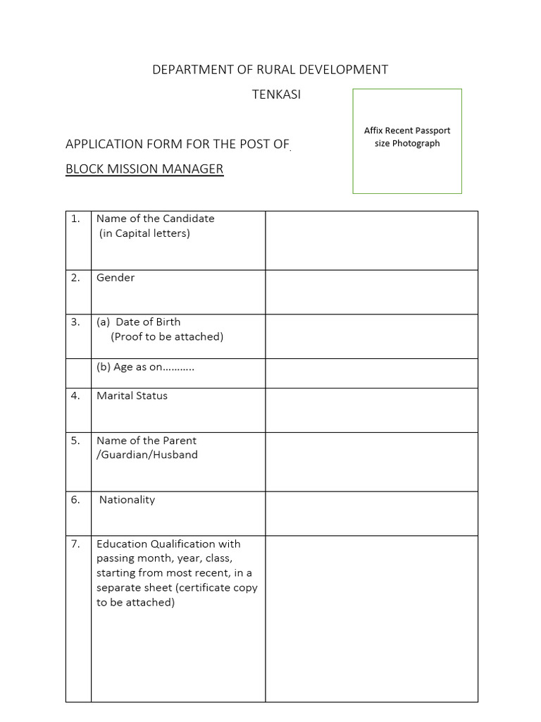 Block Mission Manager Application Form | PDF