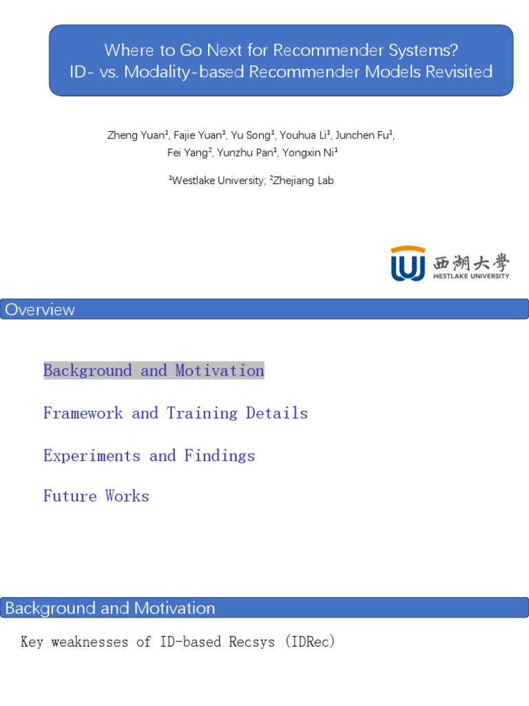 ID vs. Modality Recommender Models | PDF