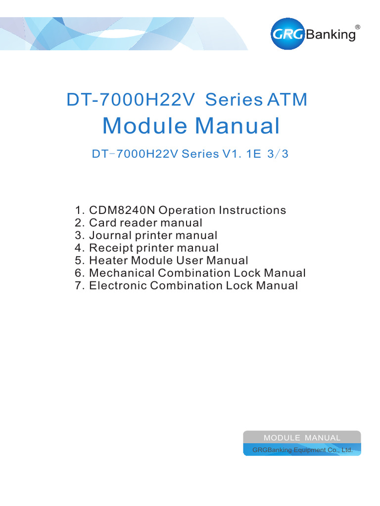DT-7000H22V ATM Module Manual | PDF | Smart Card | Power Supply
