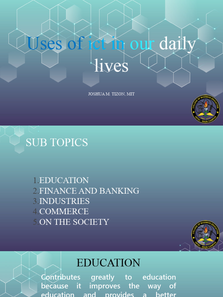 Lesson 2 Uses In Ict In Daily Life Pdf