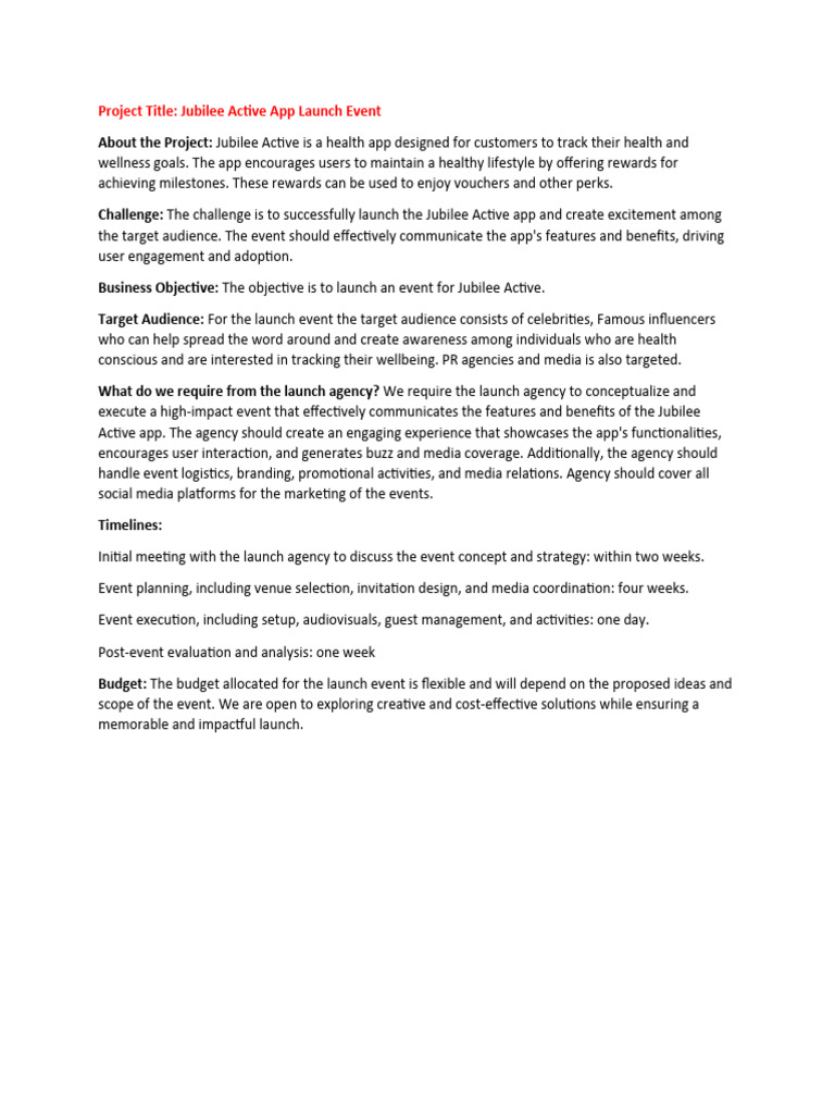 Launch Event Brief | PDF