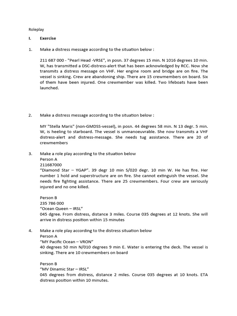 Emergency Distress Message Scenarios | PDF