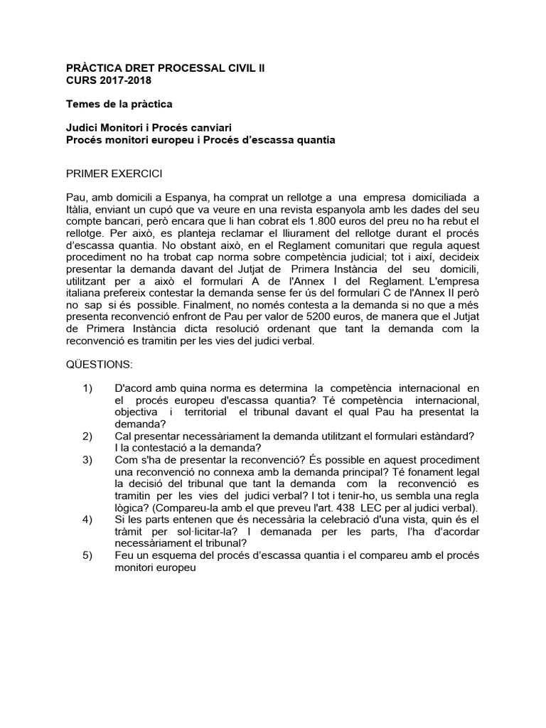Pràctica Dret Processal Civil Ii | PDF