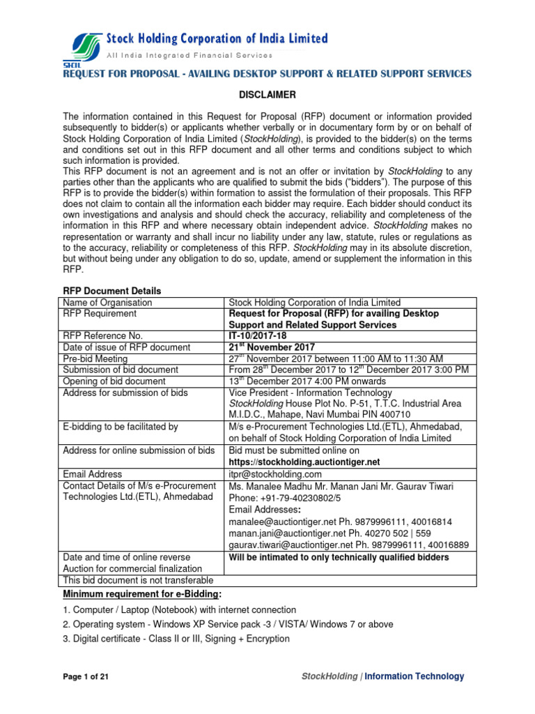 10-RFP For Desktop Support and Related Services | PDF | Request For Proposal | Procurement