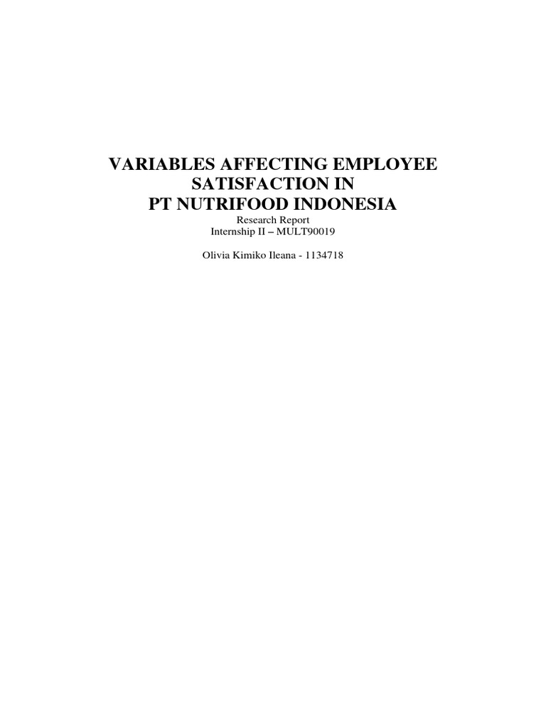 VARIABLES AFFECTING EMPLOYEE SATISFACTION IN - Olivia Ileana - 1134718 ...
