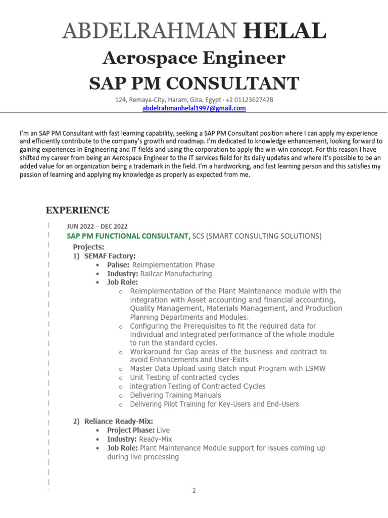 Abdelrahman Helal - Updated CV | PDF | Engineering