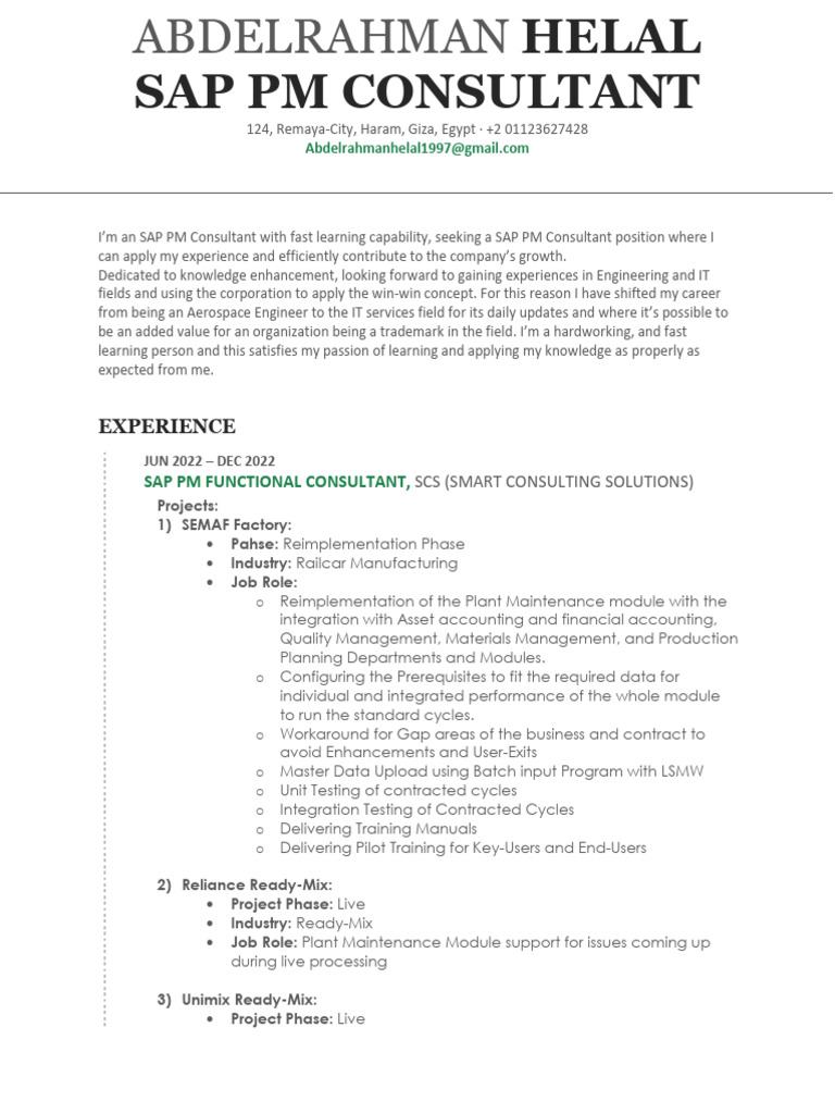 Abdelrahman Helal _ Updated CV | PDF | Engineering | Business