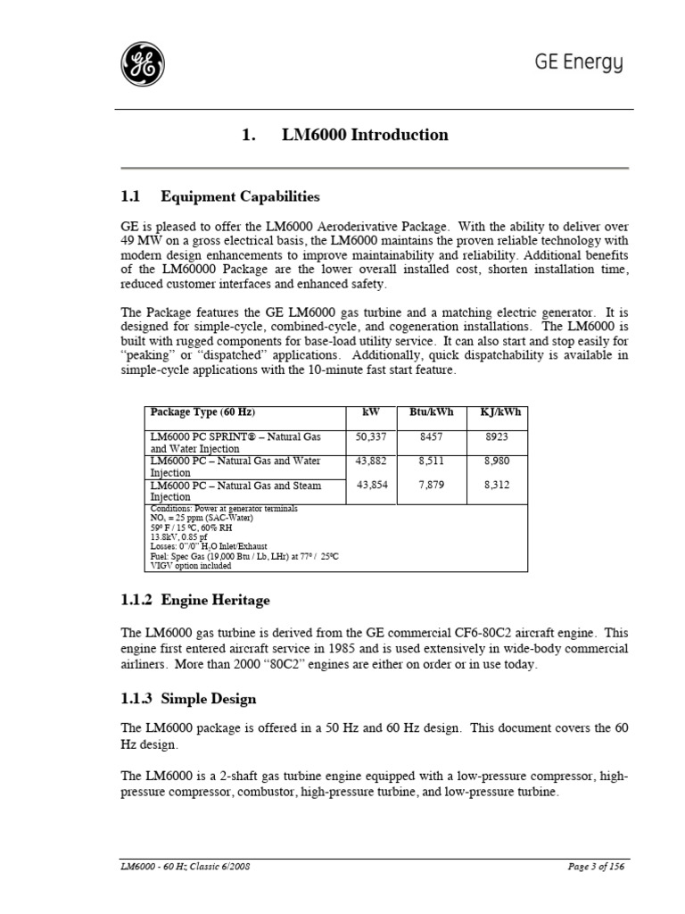 LM6000 Gas Turbine Generator User Manual | PDF
