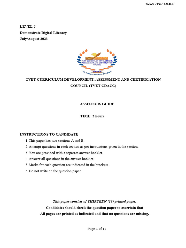 Digital Literacy Level 6-Assessors Guide | Download Free PDF | Network ...