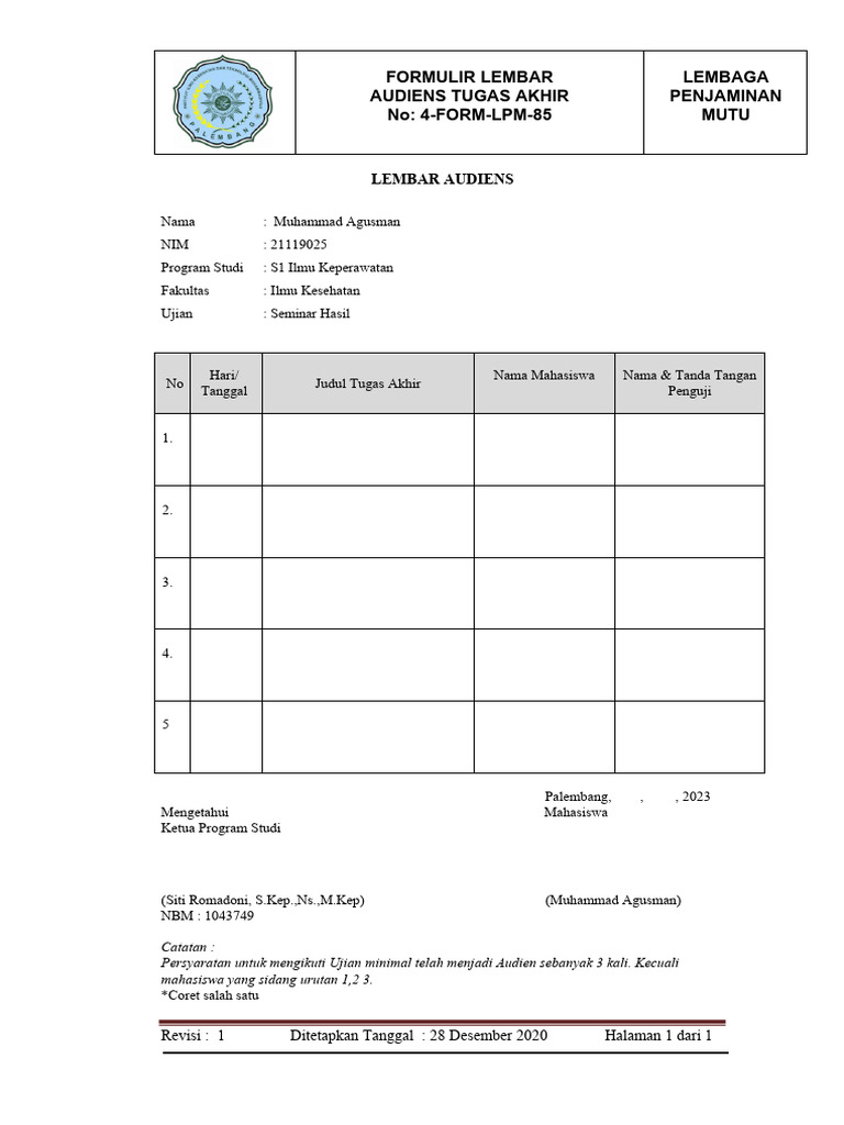 Lampiran Semhas | PDF